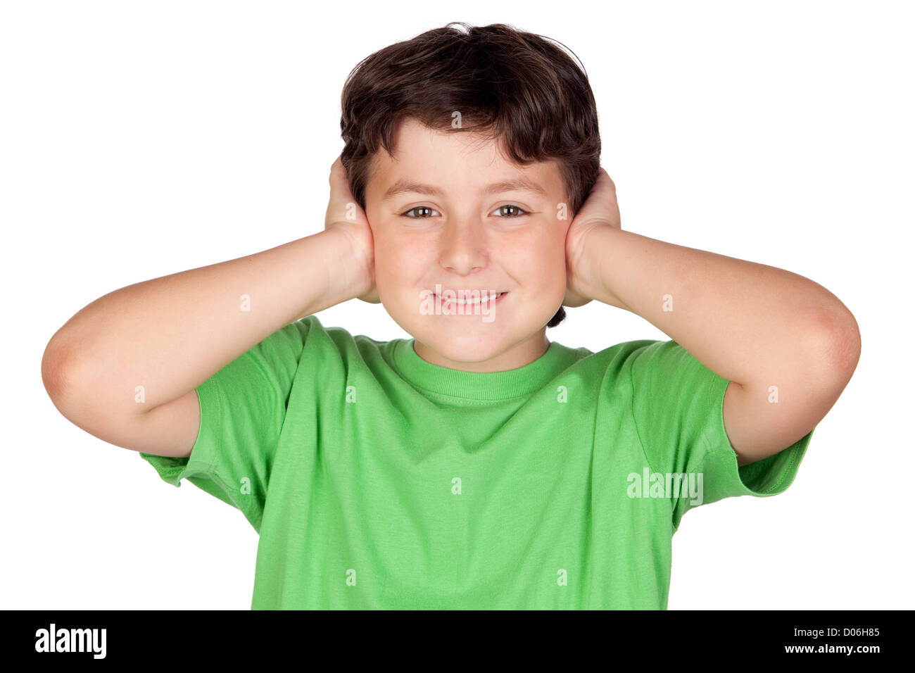 Hand over ear kid hi-res stock photography and images - Alamy