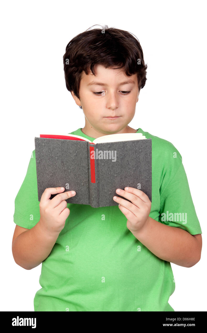 Student child with a book isolated over white background Stock Photo ...