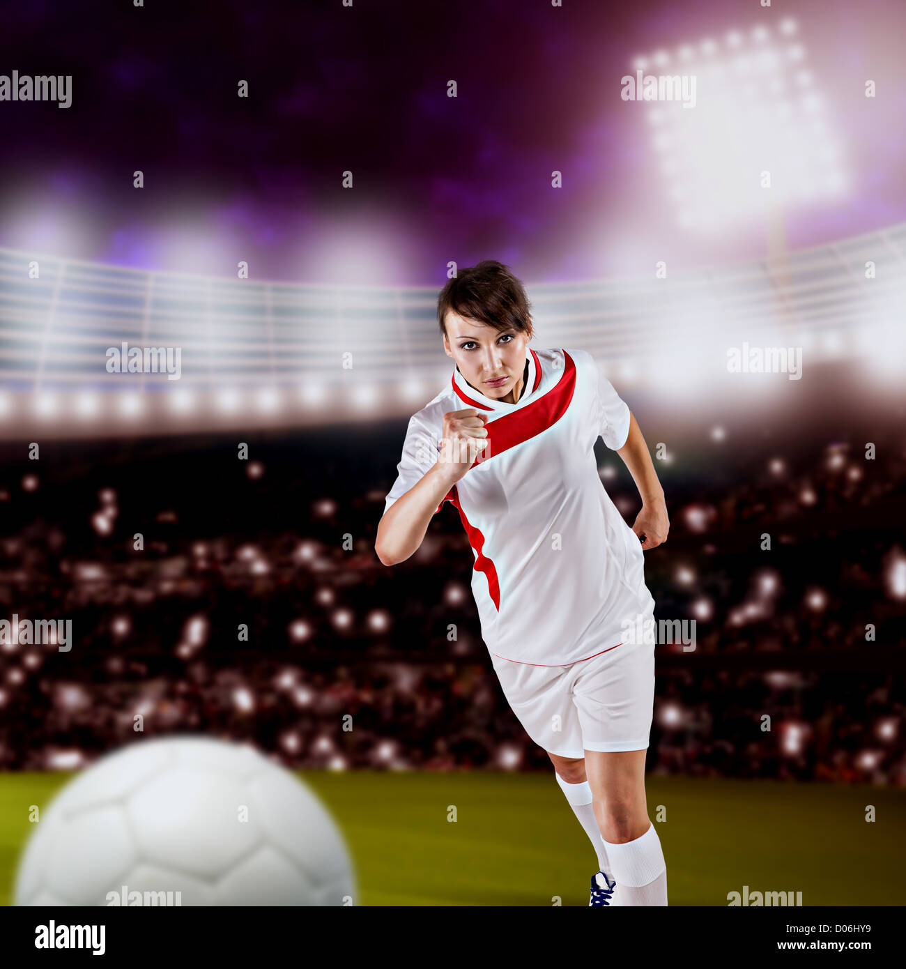 female soccer player on the field Stock Photo - Alamy