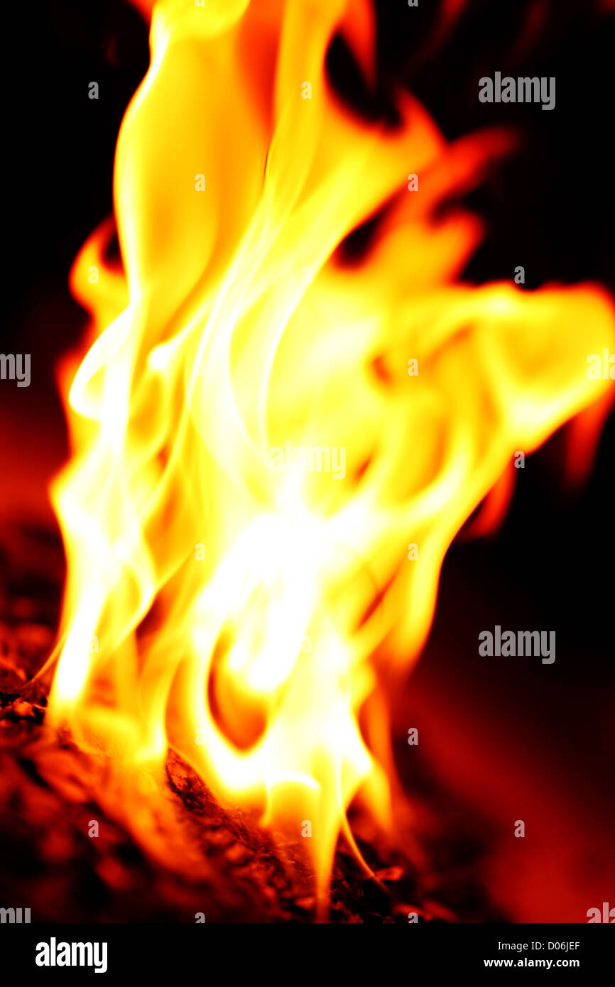 fire flame close up on black background Stock Photo - Alamy