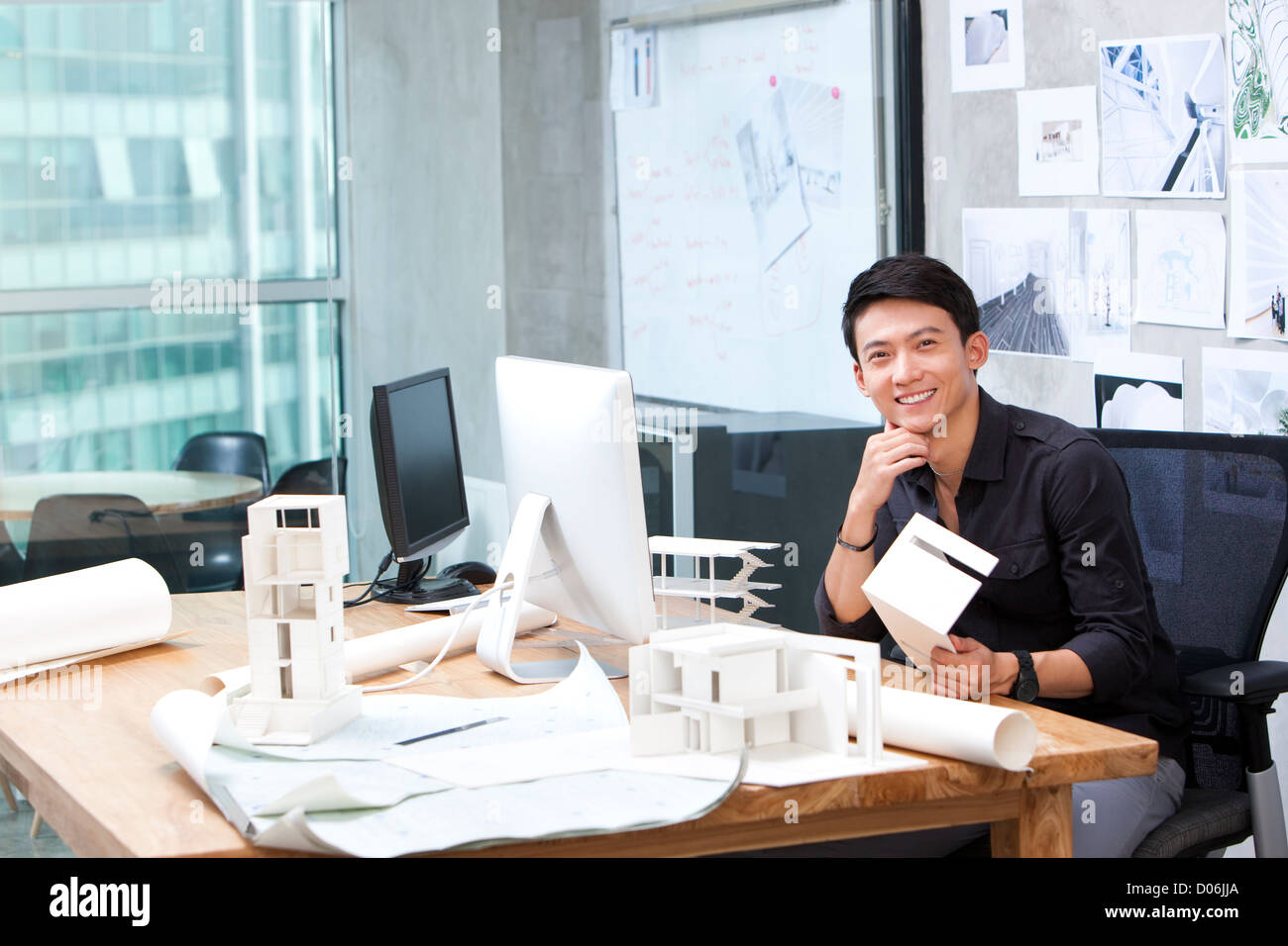 Male architect working in studio Stock Photo - Alamy