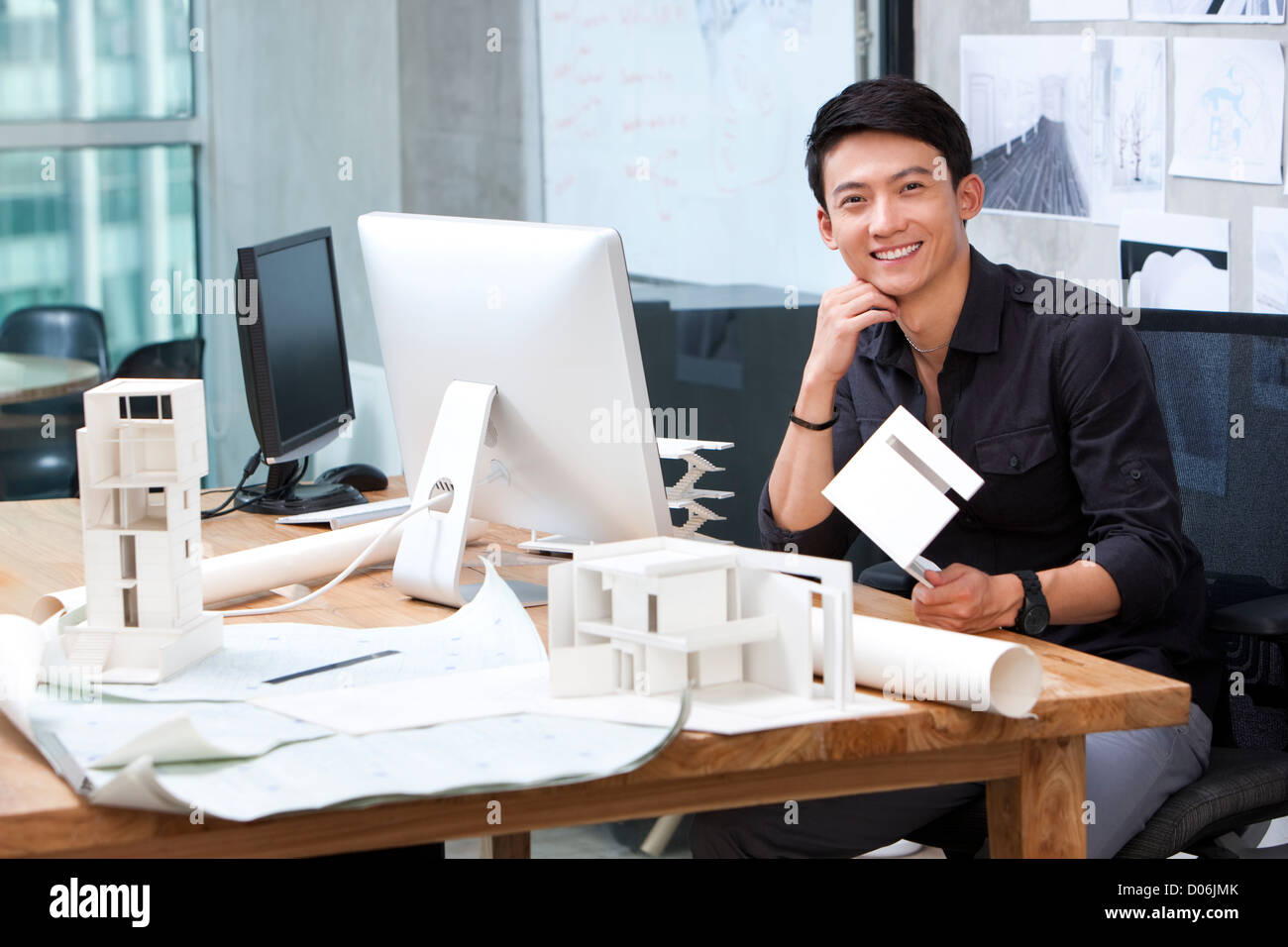 Male architect working in studio Stock Photo - Alamy