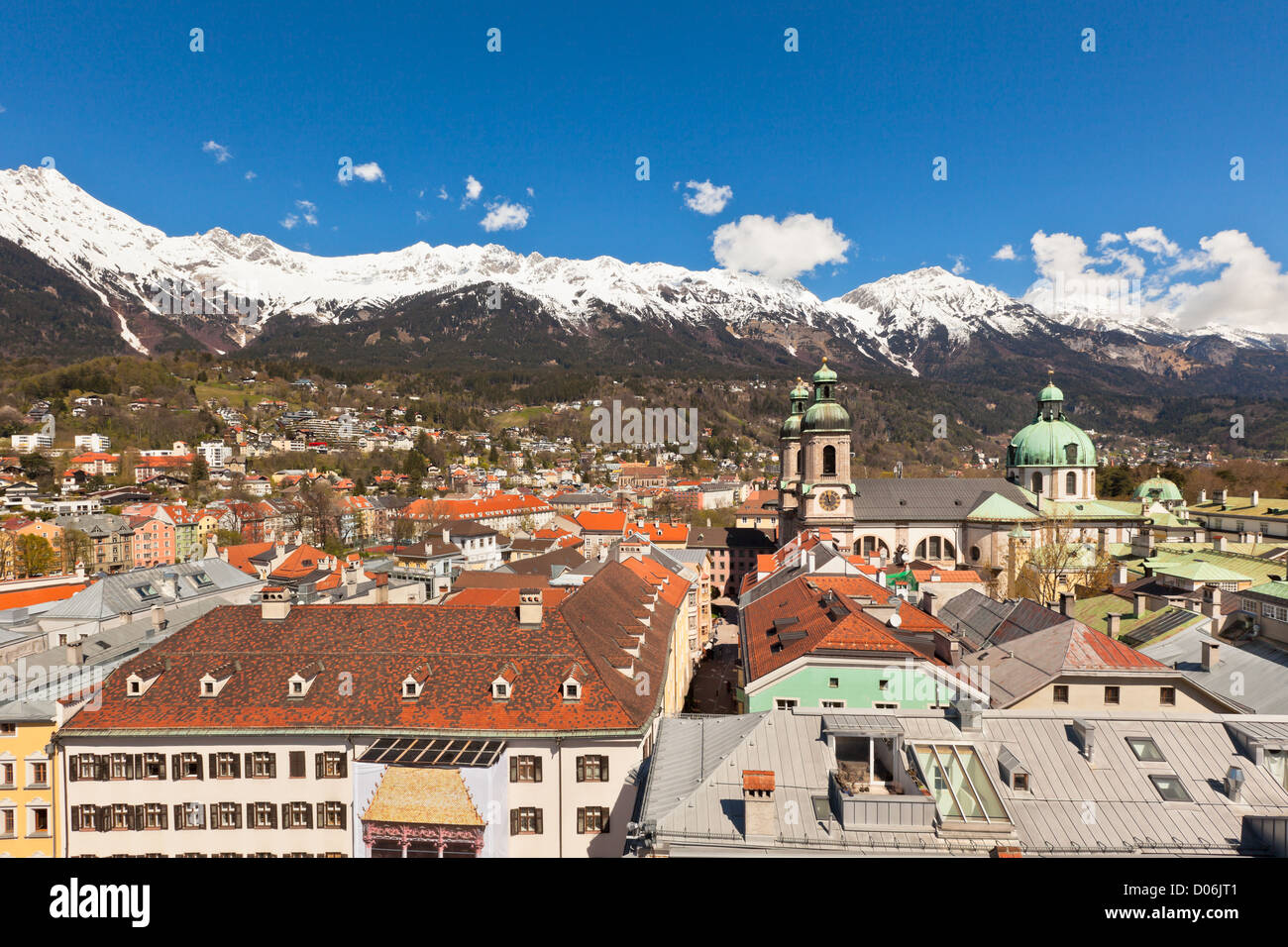 View of Innsbruck city, Tirol Alps, Austria. Horizontal shot Stock ...