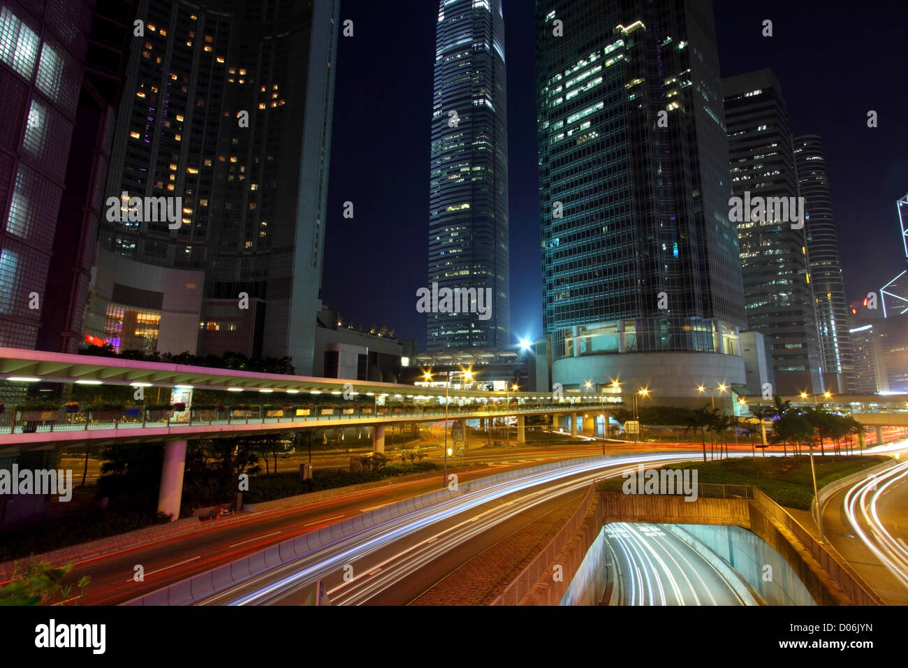 Modern city traffic at night Stock Photo - Alamy