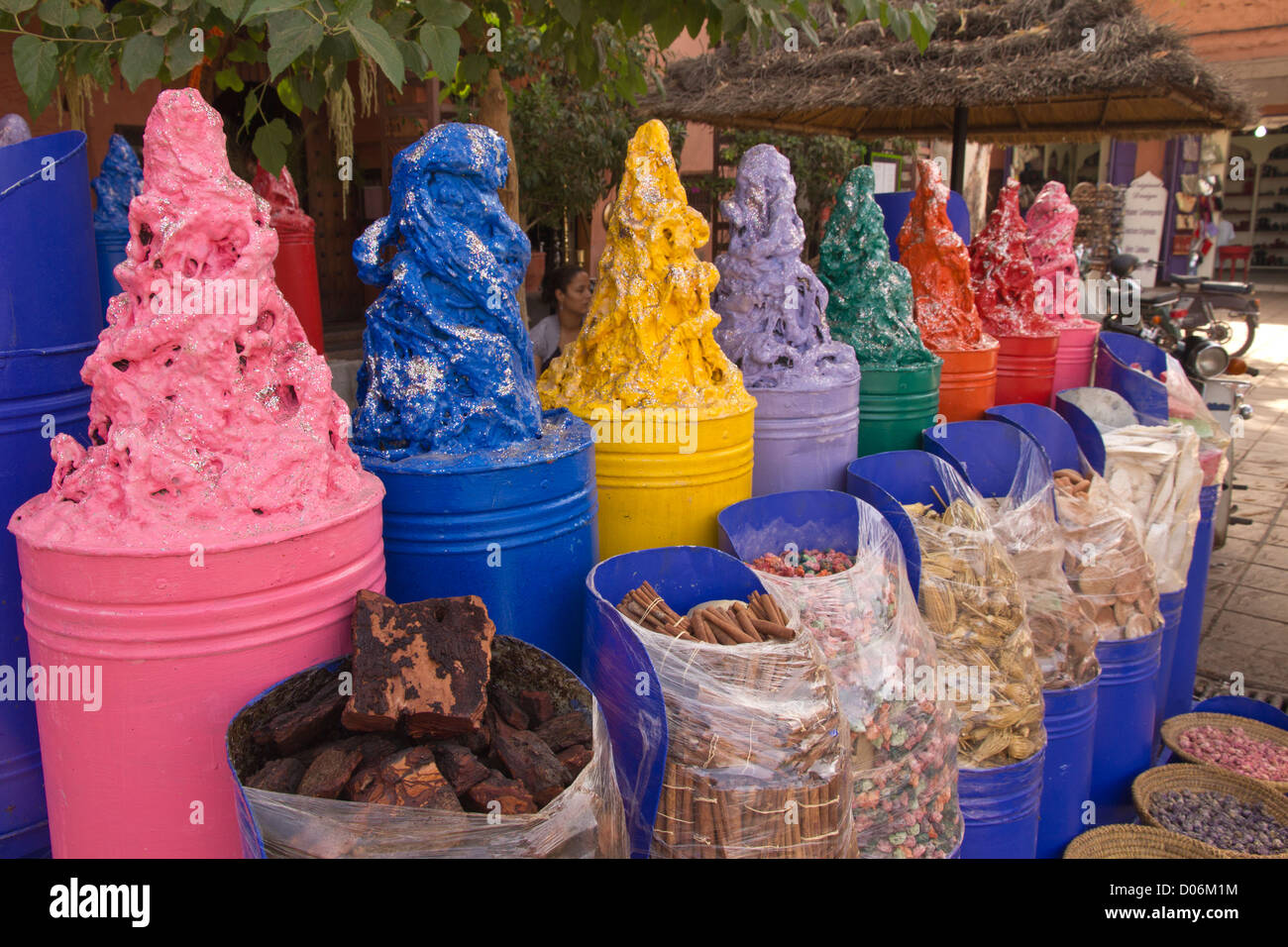 Moroccan styled Colourful shaped containers for Spices Stock Photo - Alamy