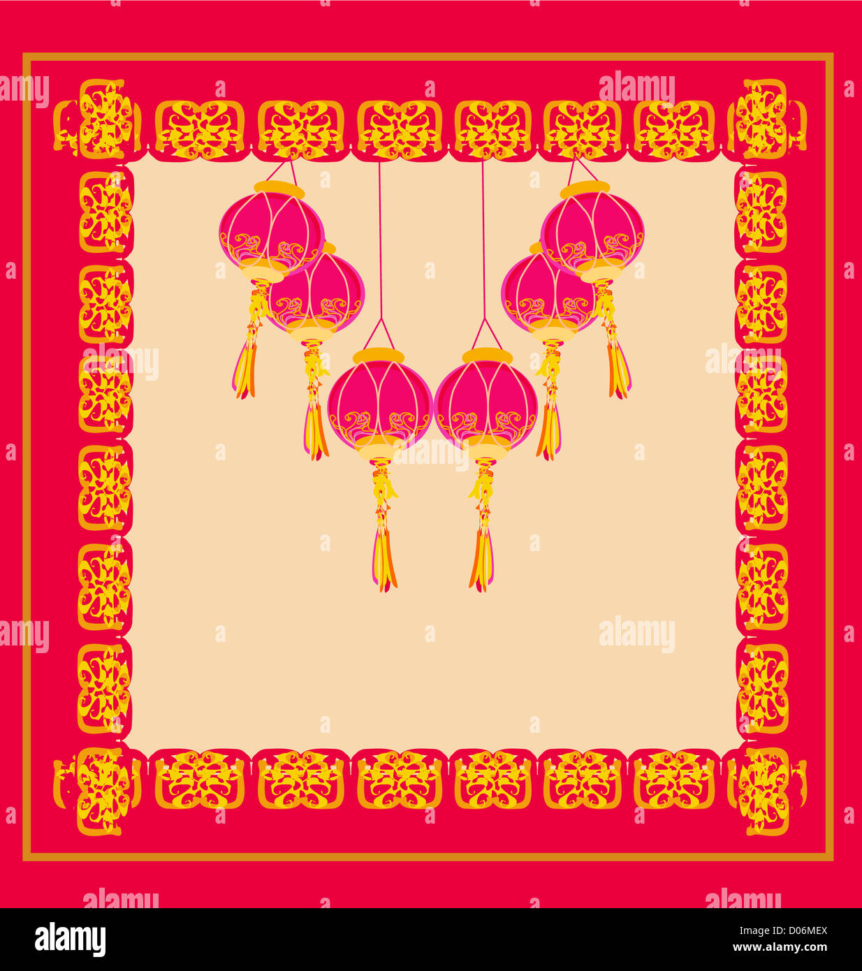 Chinese New Year card with Chinese lanterns Stock Photo - Alamy
