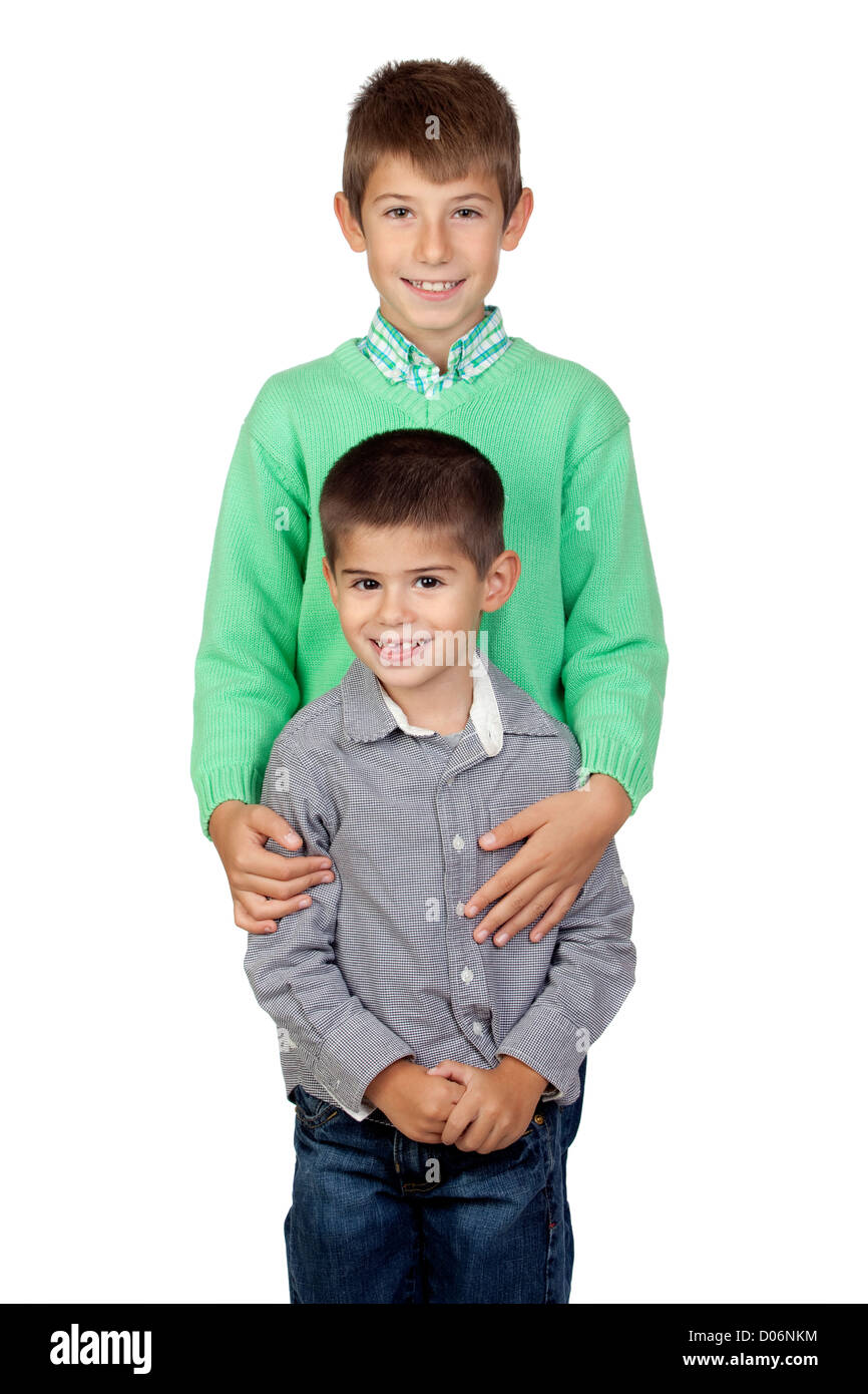 Two funny brothers isolated on white background Stock Photo - Alamy
