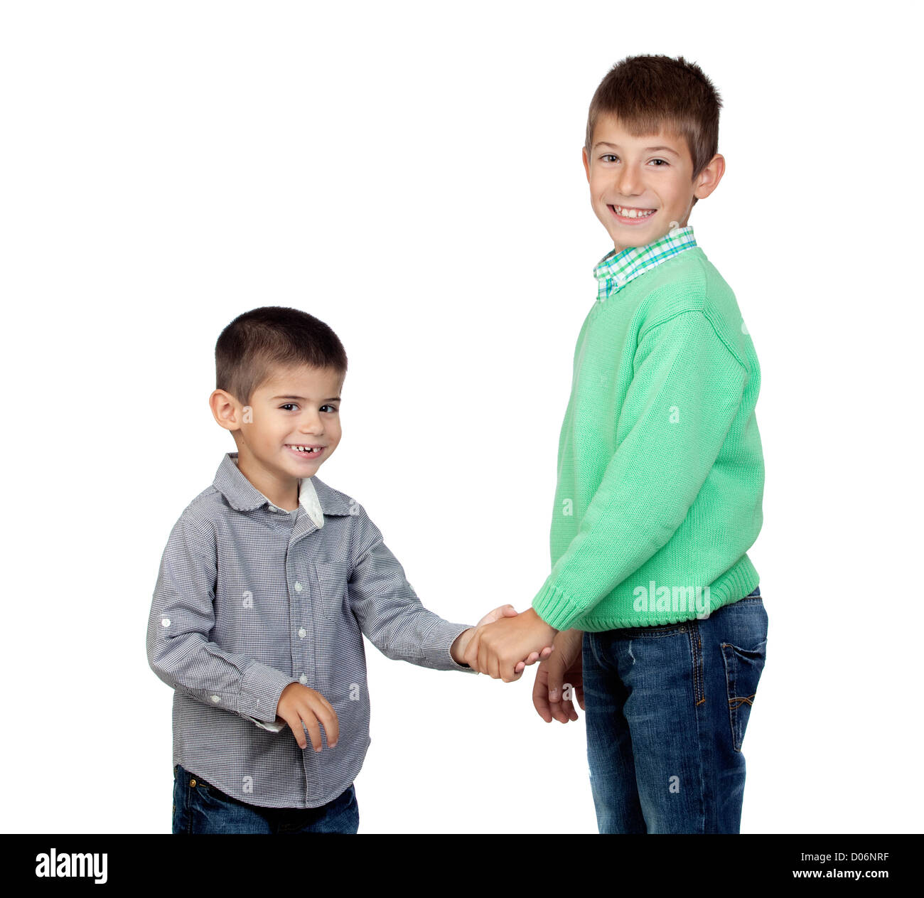 Two funny brothers isolated on white background Stock Photo - Alamy