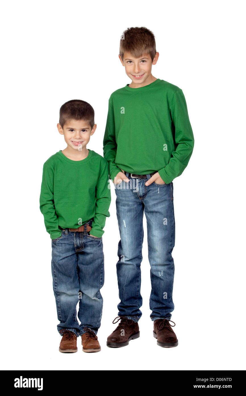 Two funny brothers isolated on white background Stock Photo - Alamy