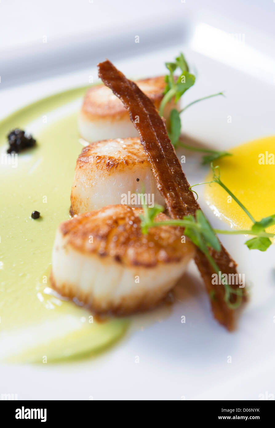 Scallops in a fine dining restaurant Stock Photo - Alamy