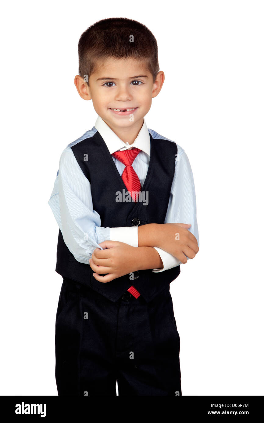 Little businessman isolated on a over white background Stock Photo - Alamy
