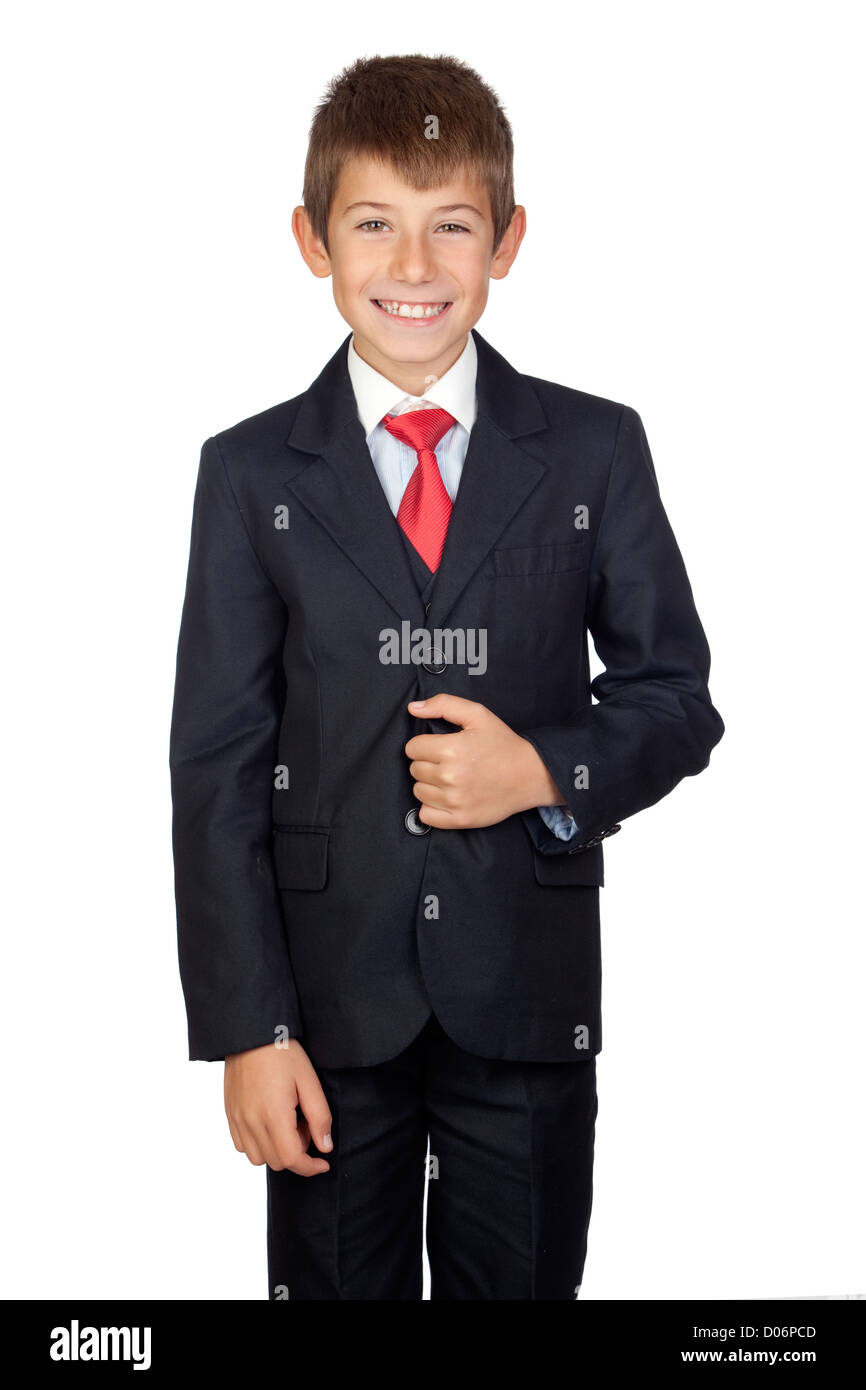 Little businessman isolated on a over white background Stock Photo - Alamy