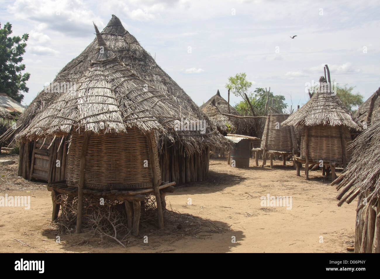 Africa, Ethiopia, Konso tribe, Mecheke village, Thatched roof huts ...