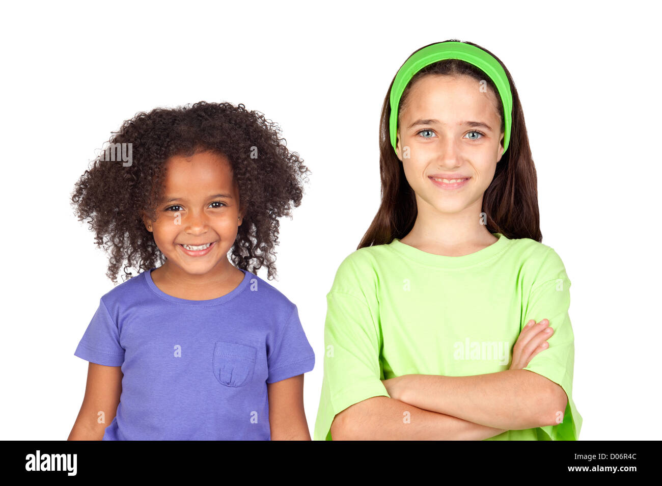 Adorable girls of different races isolated on white background Stock ...
