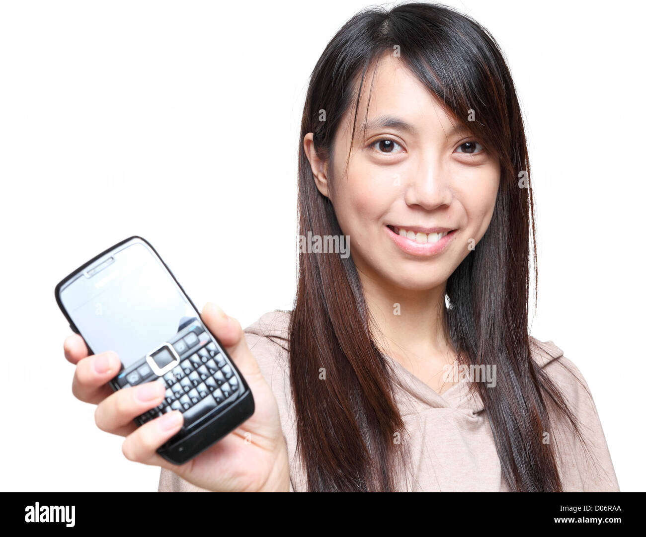 girl showing mobile phone Stock Photo - Alamy