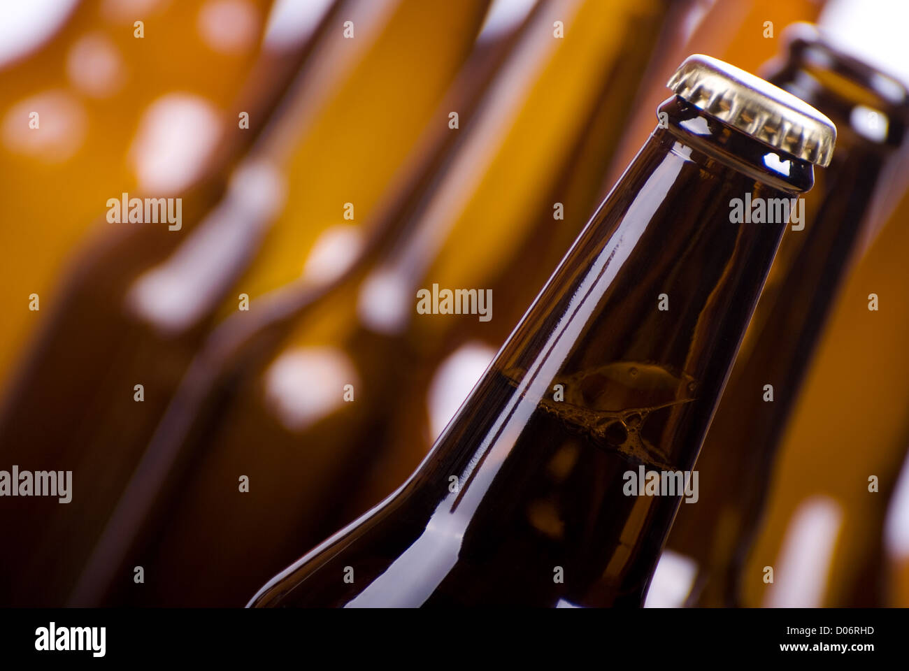 Full brown glass dark bottle with beer Stock Photo - Alamy