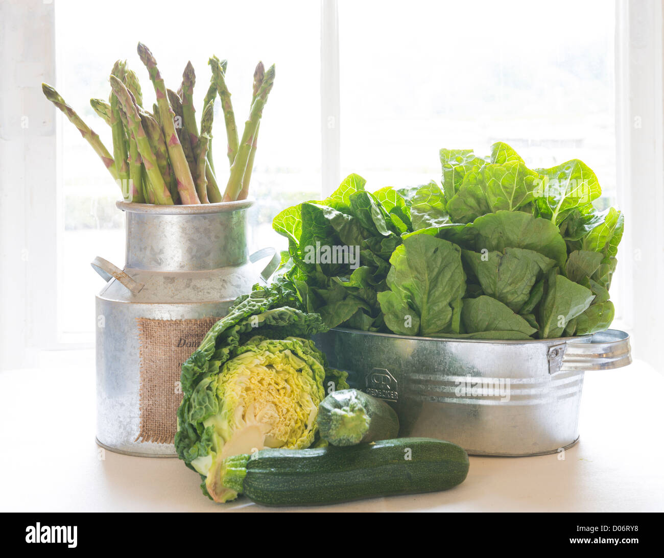 Assorted green vegetables, freshly picked Stock Photo - Alamy