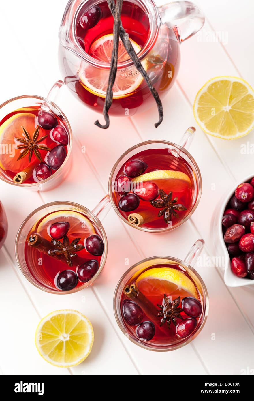 Delicious hot punch for winter and Christmas with fruits and wine Stock ...