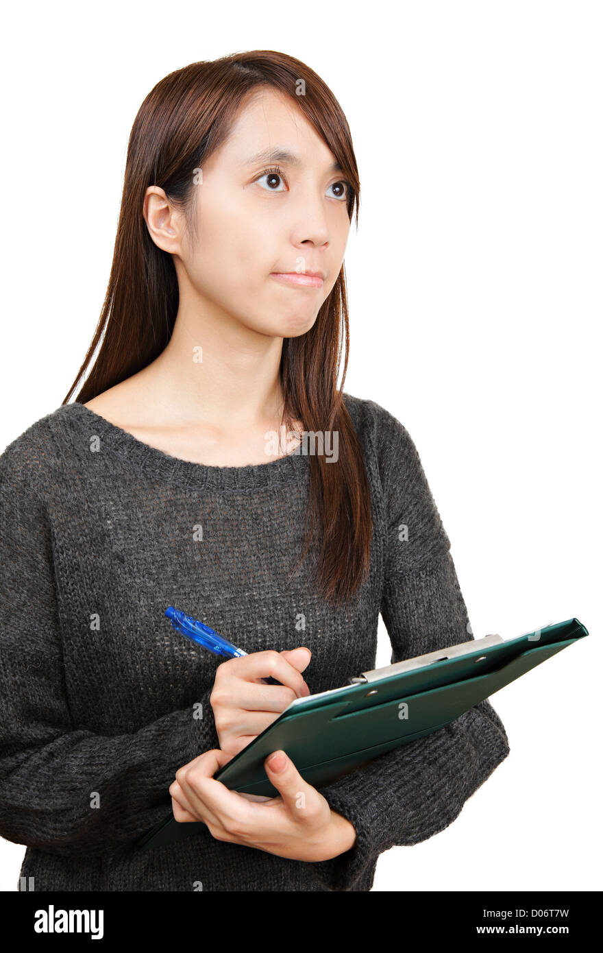 woman write report Stock Photo - Alamy