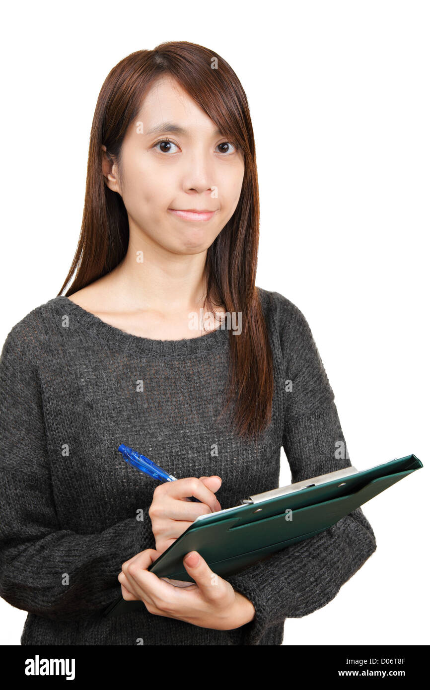 woman write report Stock Photo - Alamy
