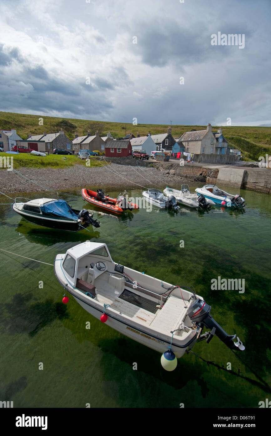 Sandend Harbour and village on the North East coast of Moray and ...