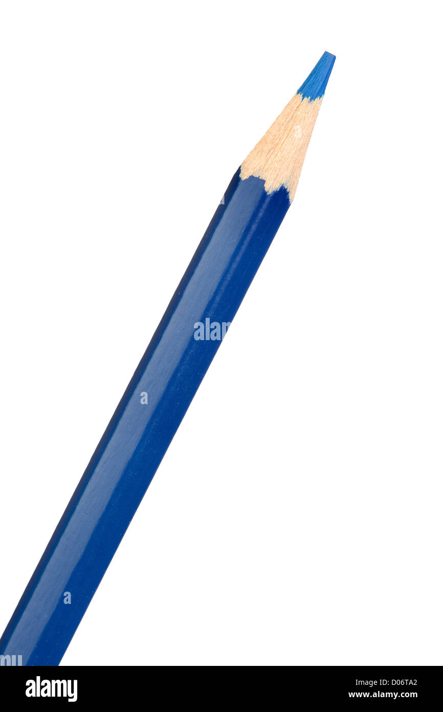 Blue pencil isolated on white background Stock Photo - Alamy