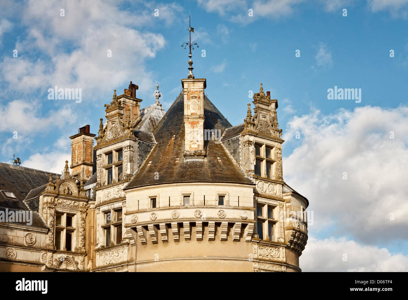 Castle roof exterior against blue sky, France, Europe Stock Photo - Alamy
