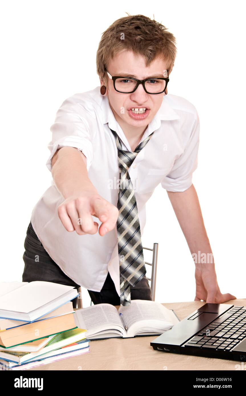 an angry young man isolated on white background Stock Photo - Alamy