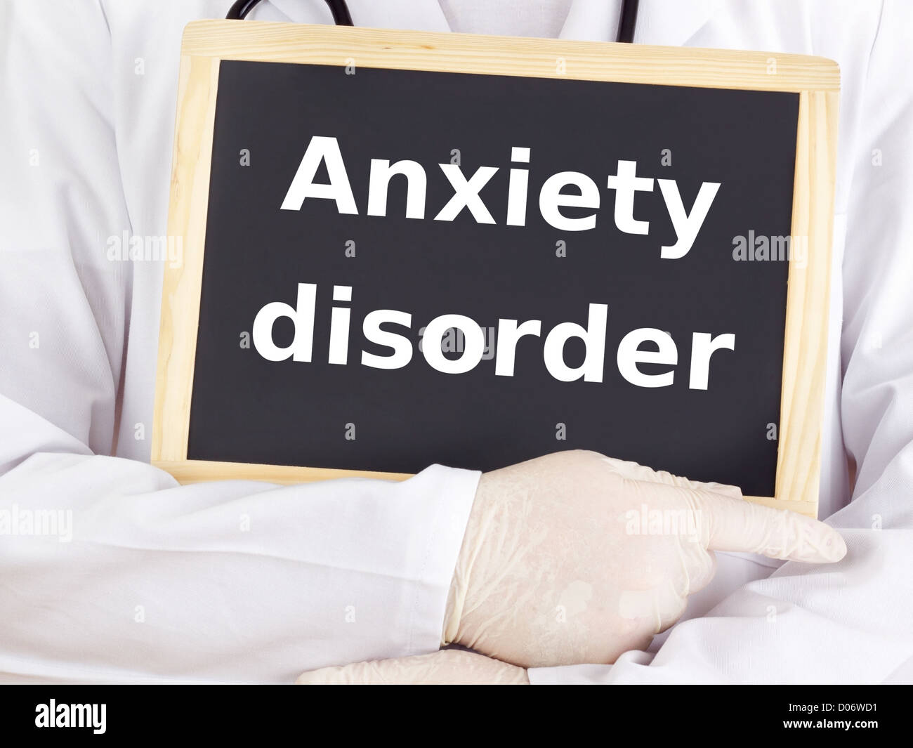 Doctor shows information: anxiety disorder Stock Photo - Alamy