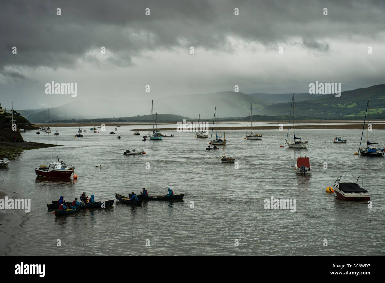 Rain storm, Aberdyfi, Summer afternoon, Snowdonia national park ...