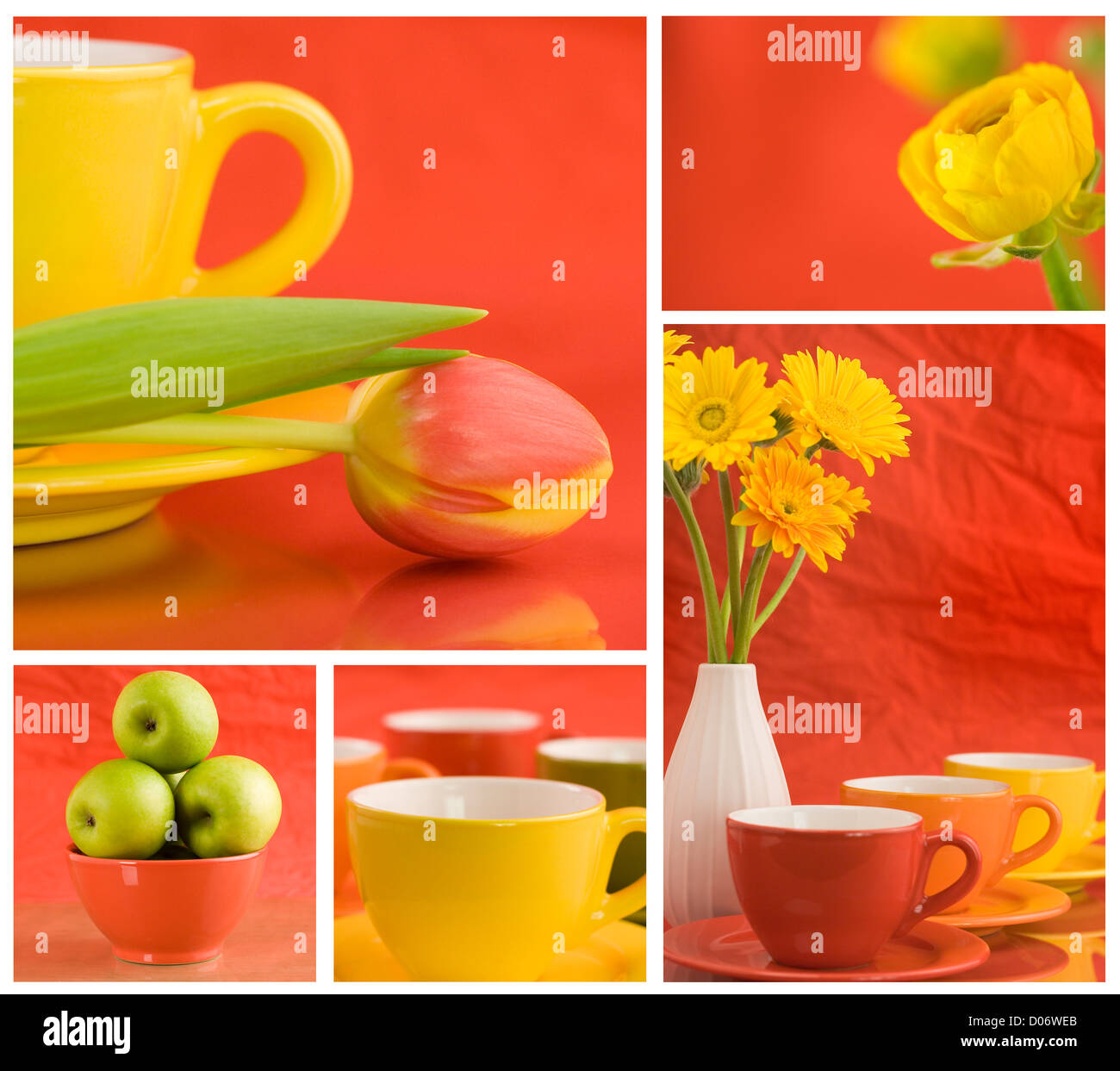 beautiful collage on red Stock Photo - Alamy