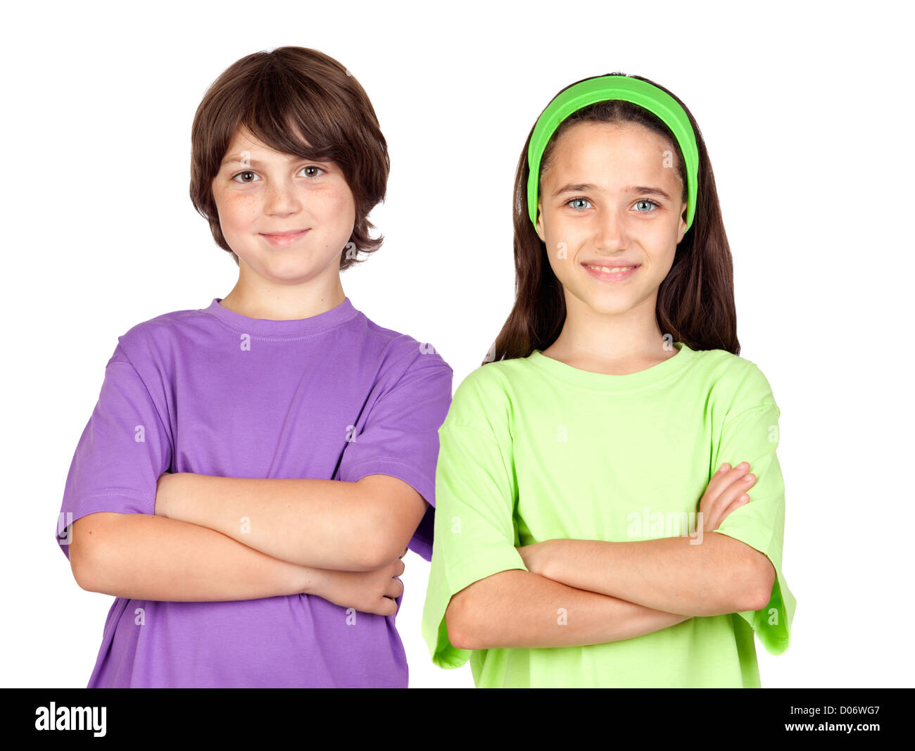 Couple of children with crossed arms isolated on white background Stock ...