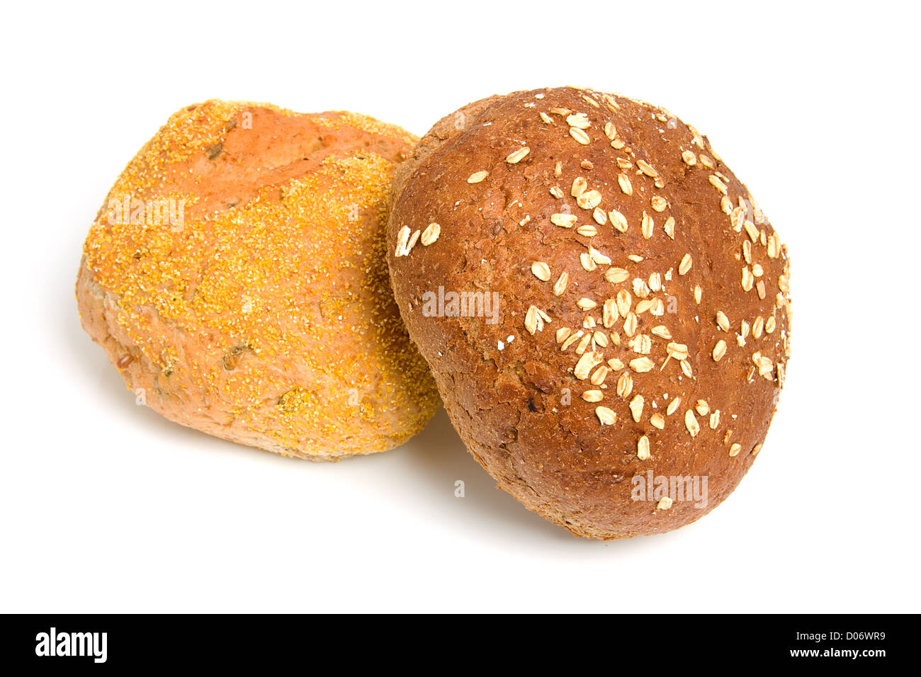 Two healthy home baked buns isolated on white background Stock Photo ...
