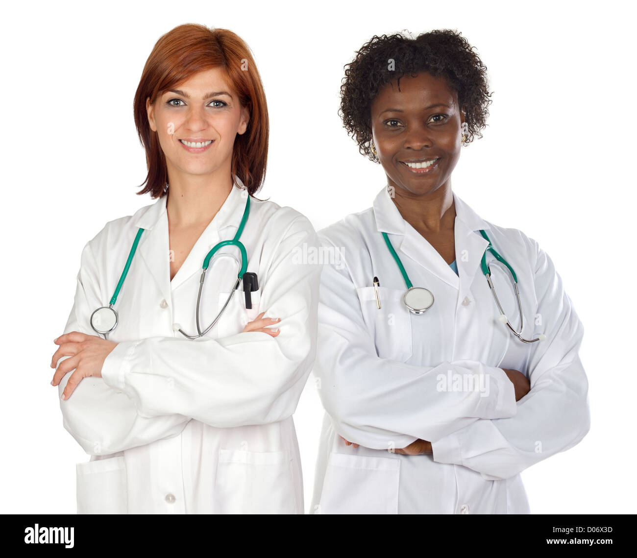Women's team of doctors isolated on white background Stock Photo - Alamy