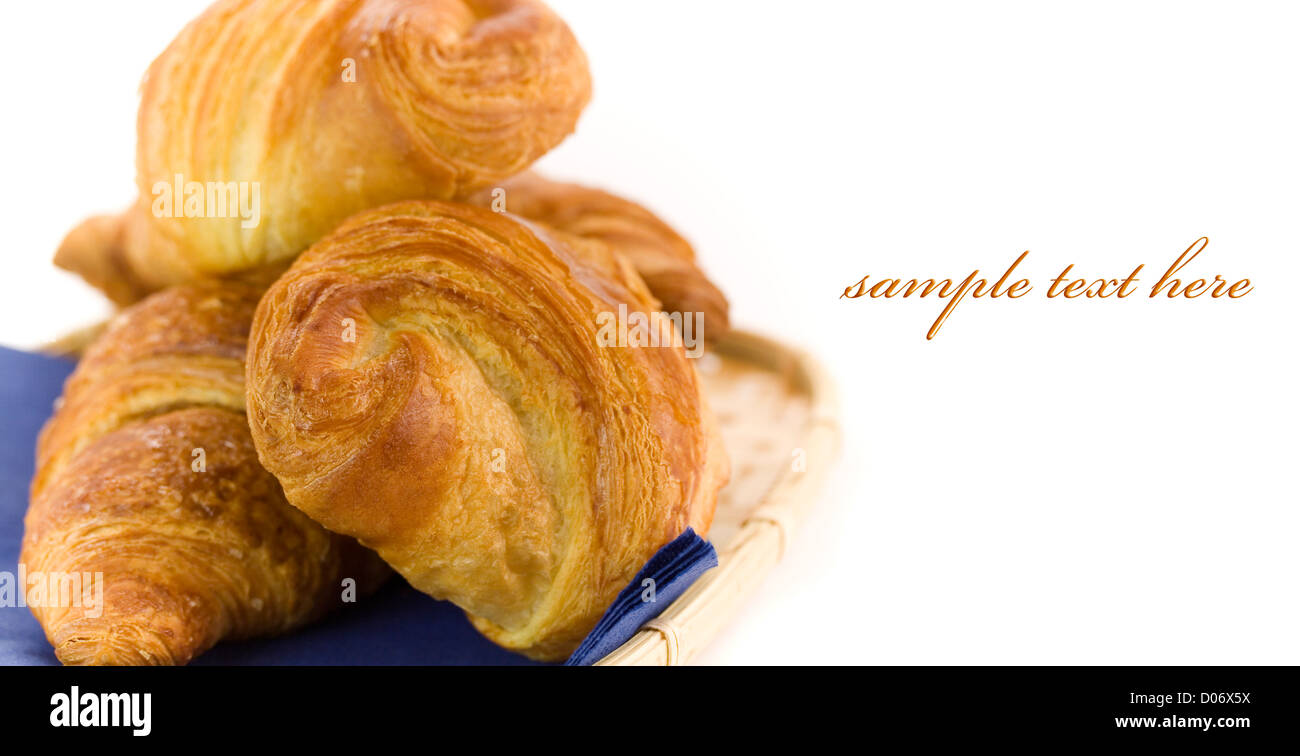 basket of Fresh croissant on a white background. With sample text Stock ...