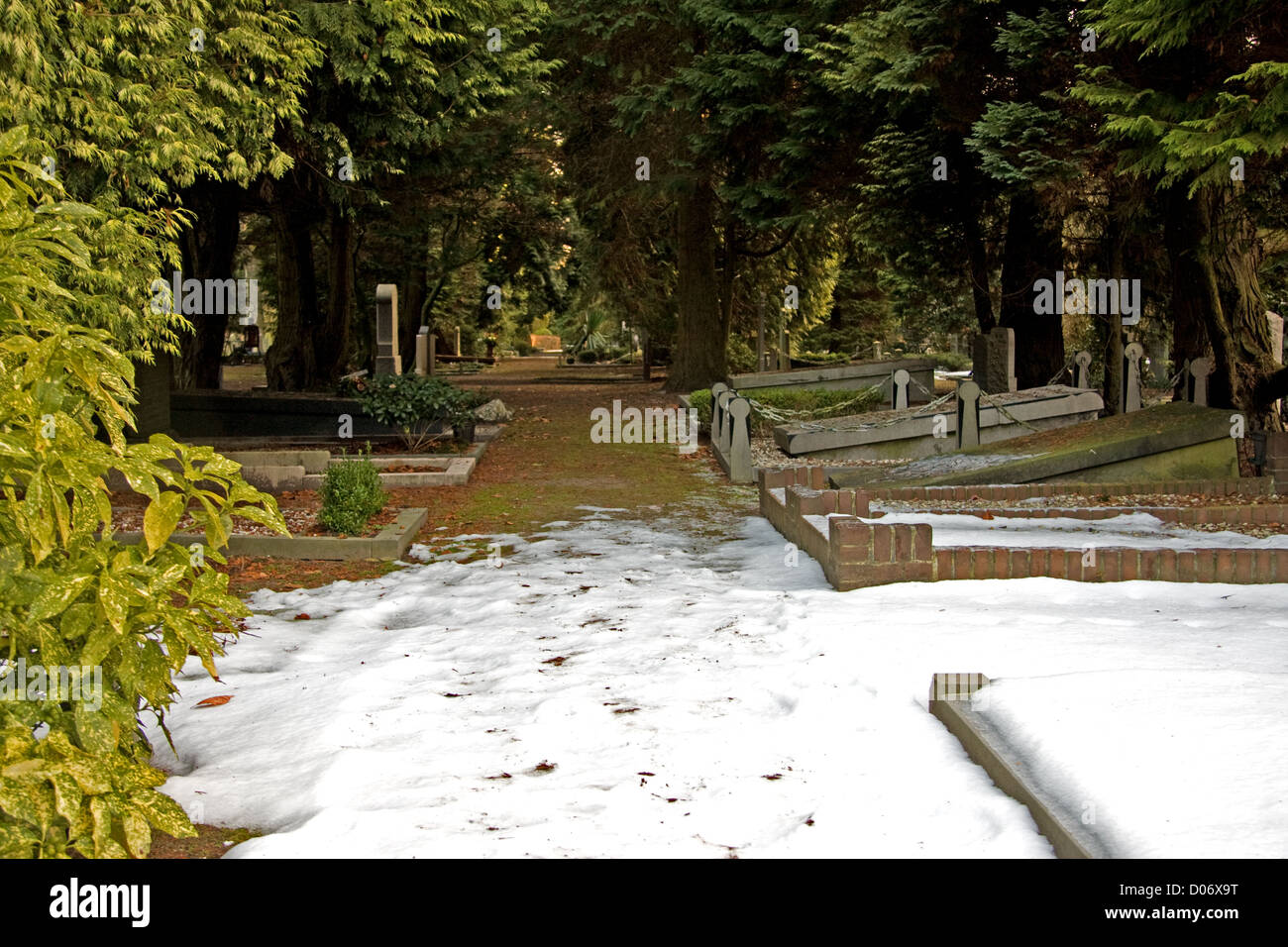 graveyard in the middle of the winter, covered with snow Stock Photo ...