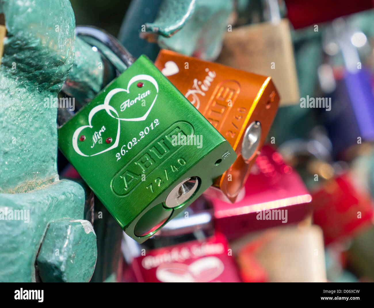 Padlocks love lock padlock bridge railing fence railings hannover ...