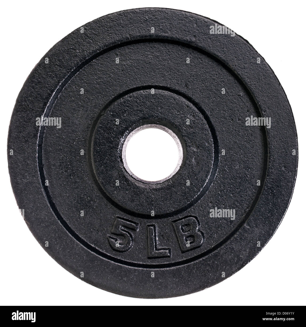 5 lb cast iron dumbbell plate isolated on white Stock Photo - Alamy