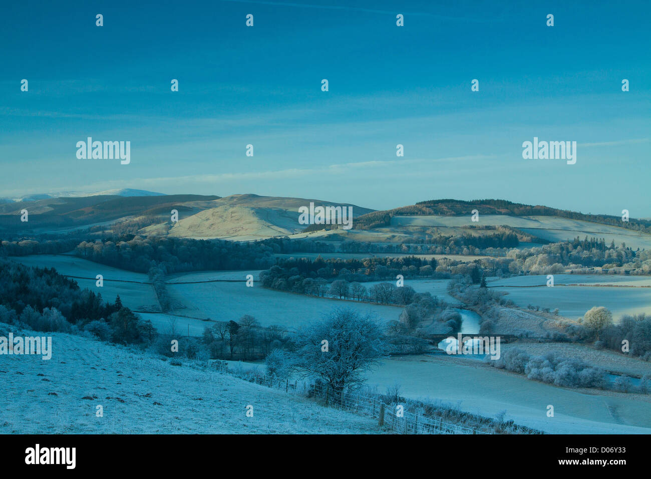 The Tweed Valley from Manor Sware near Peebles, Scottish Borders Stock ...