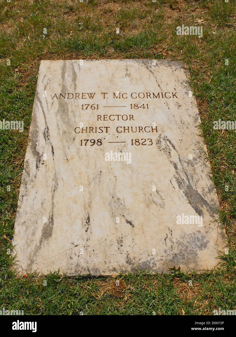 Grave of Alexander McCormick at the Congressional Cemetery in Washington DC. The Cemetery is a ...