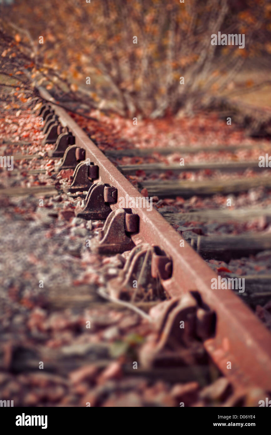 Leaves on train tracks hi-res stock photography and images - Alamy
