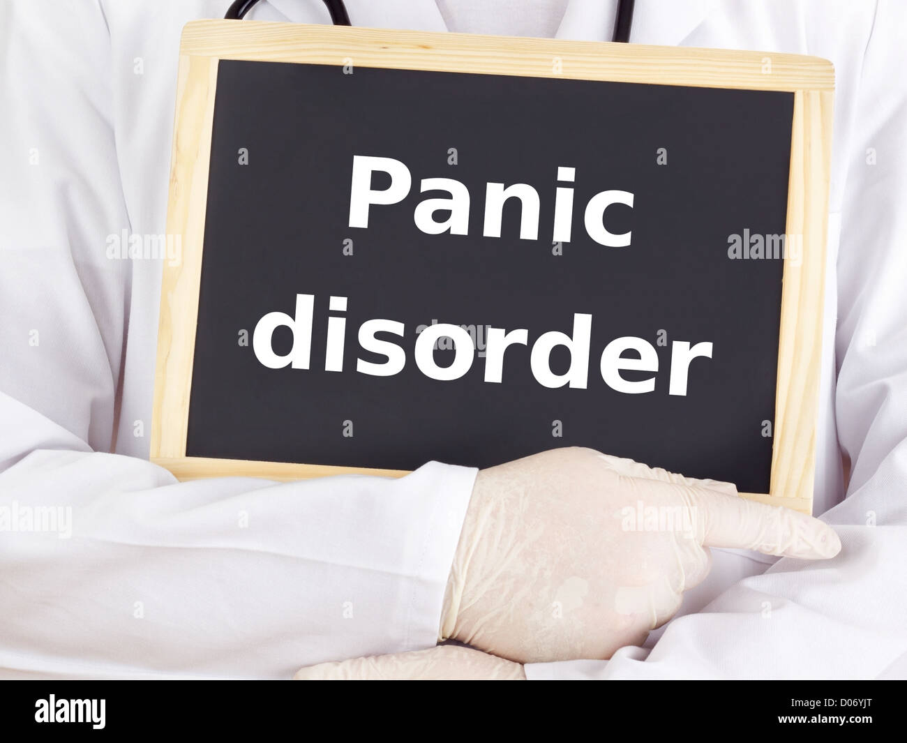 Doctor shows information: panic disorder Stock Photo - Alamy