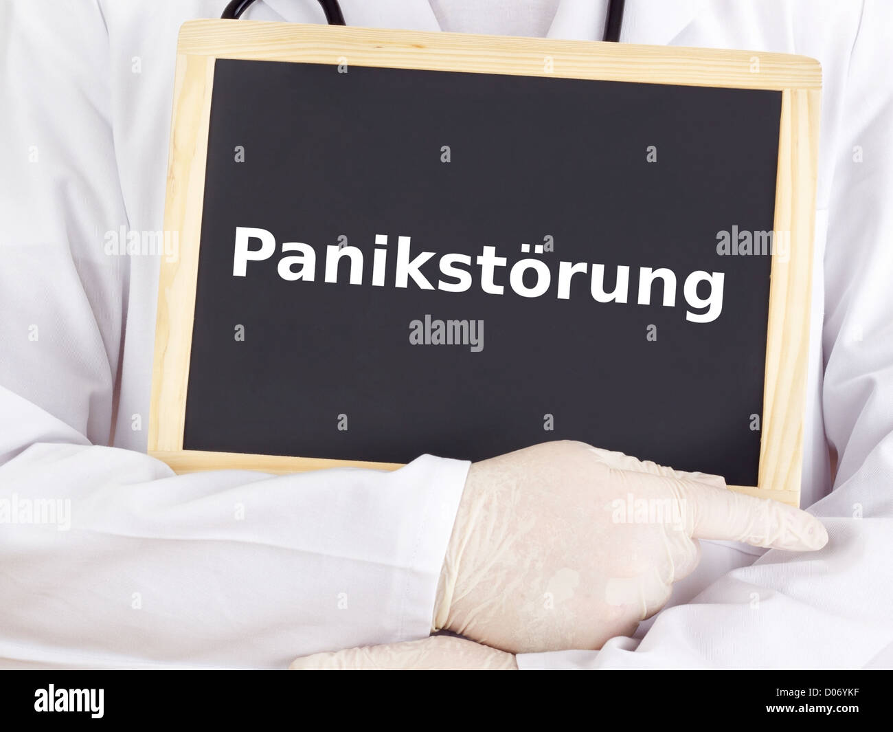 Doctor shows information: panic disorder Stock Photo - Alamy