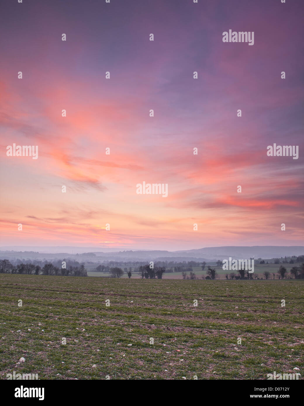 A colourful sunset in the Cher department of France Stock Photo - Alamy