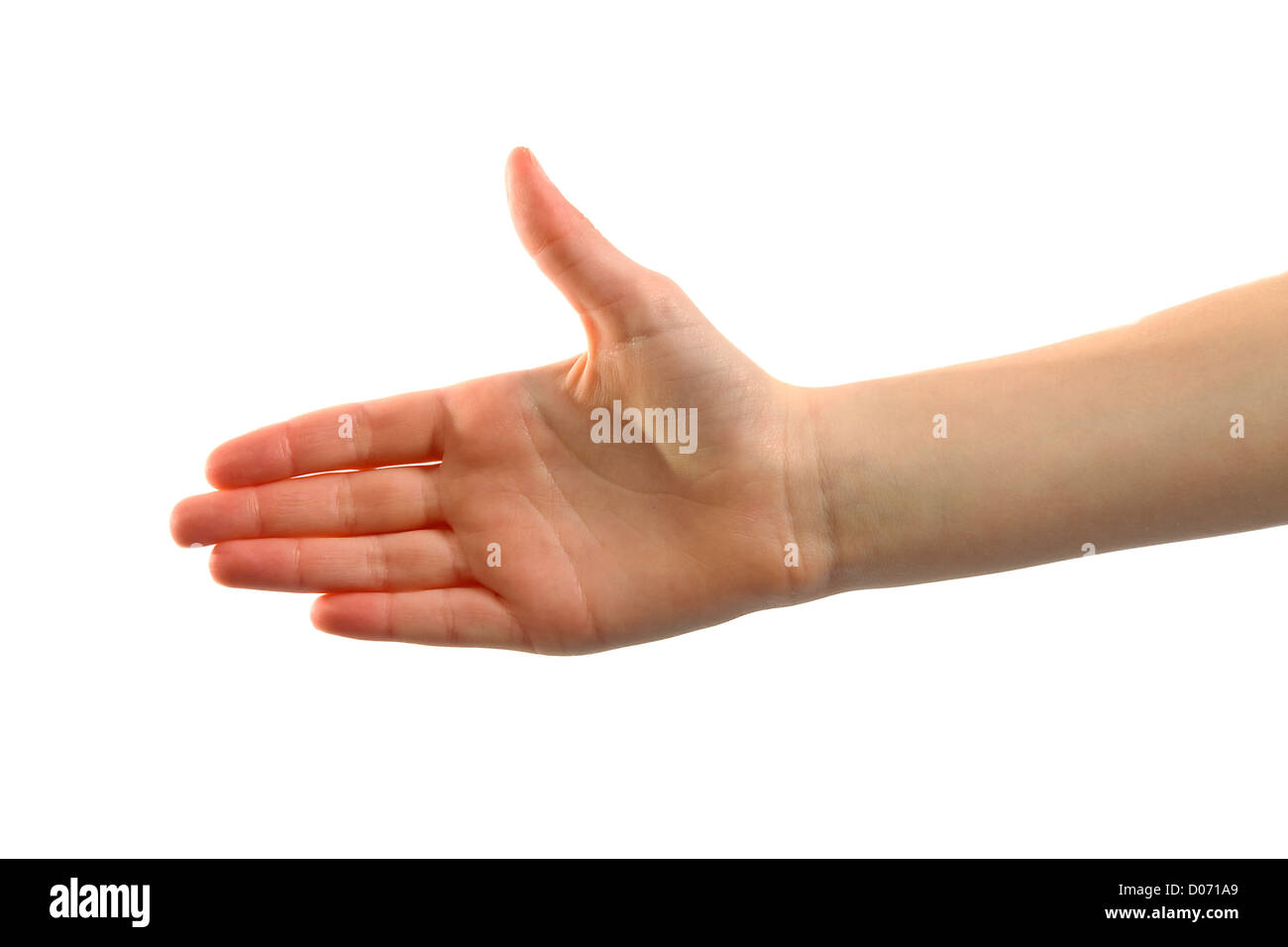 Open hand, handshake, over white background Stock Photo - Alamy