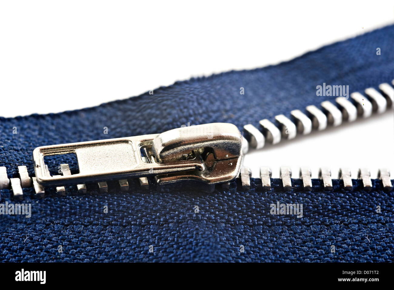 Blue zipper on a white background with space for text Stock Photo - Alamy
