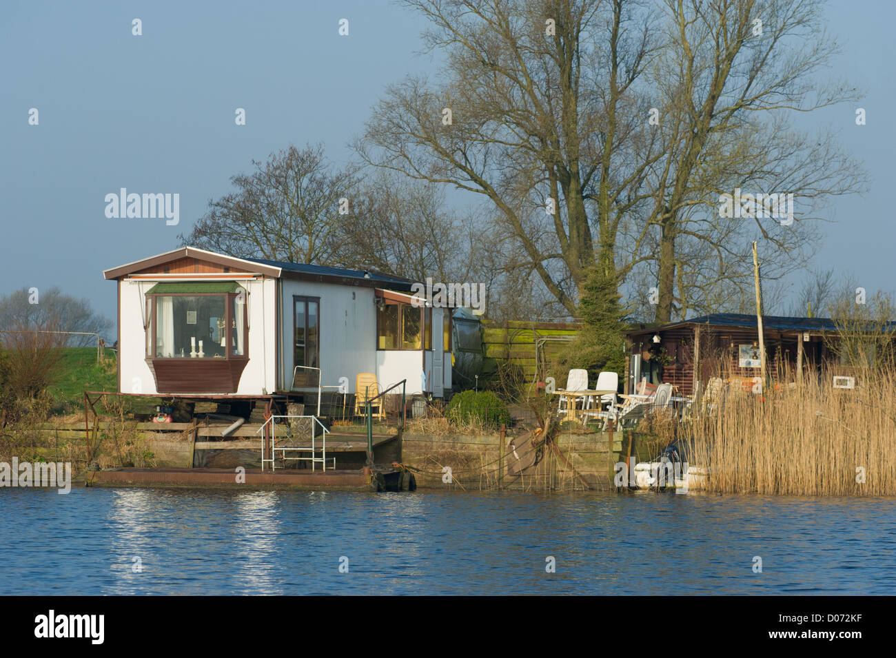wooden caravan outdoor at camping Stock Photo - Alamy