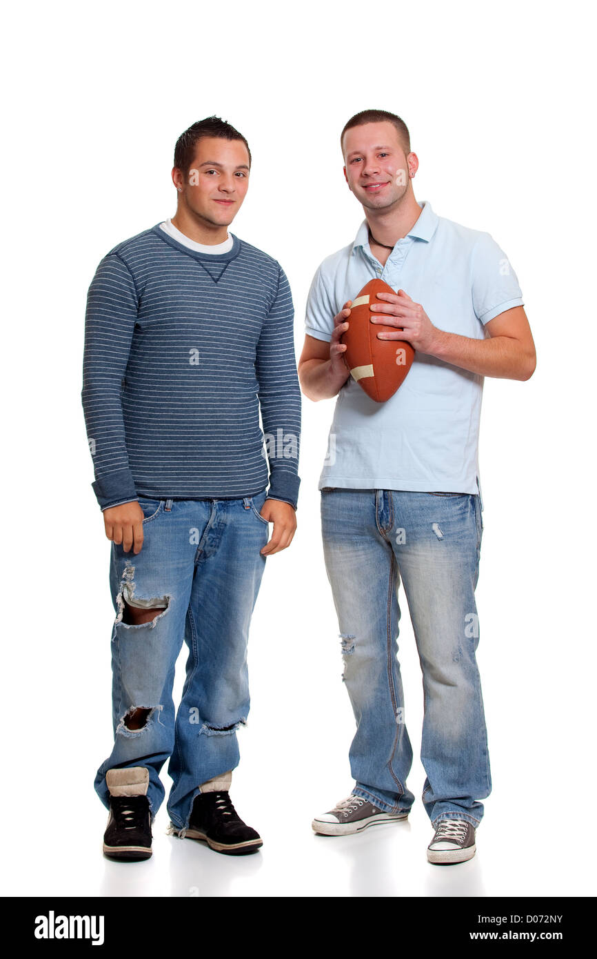 Two men with football Stock Photo - Alamy