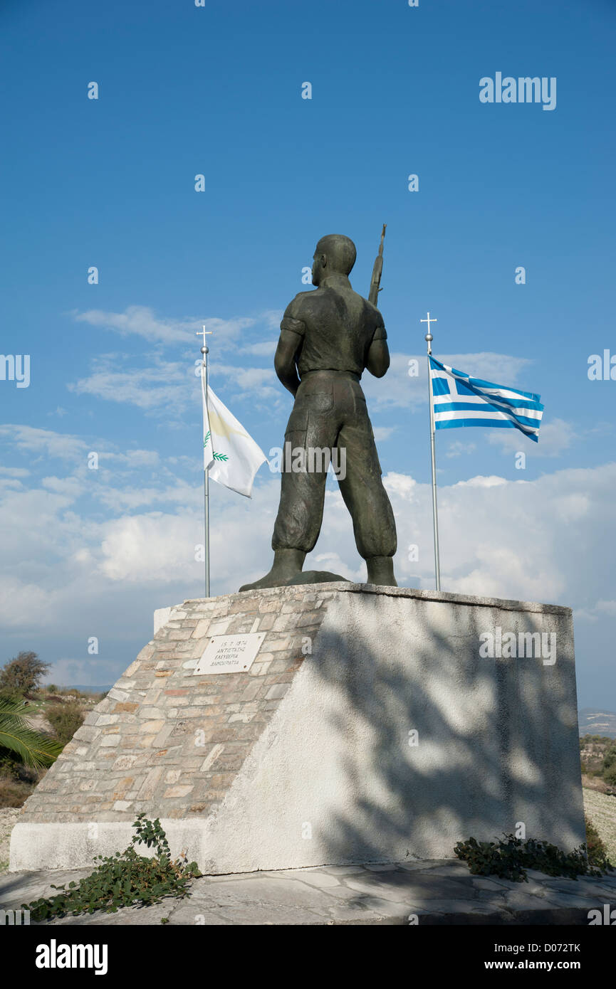 Cypriot soldier Memorial to the 1974 Coup at Dora Cyprus Stock Photo ...