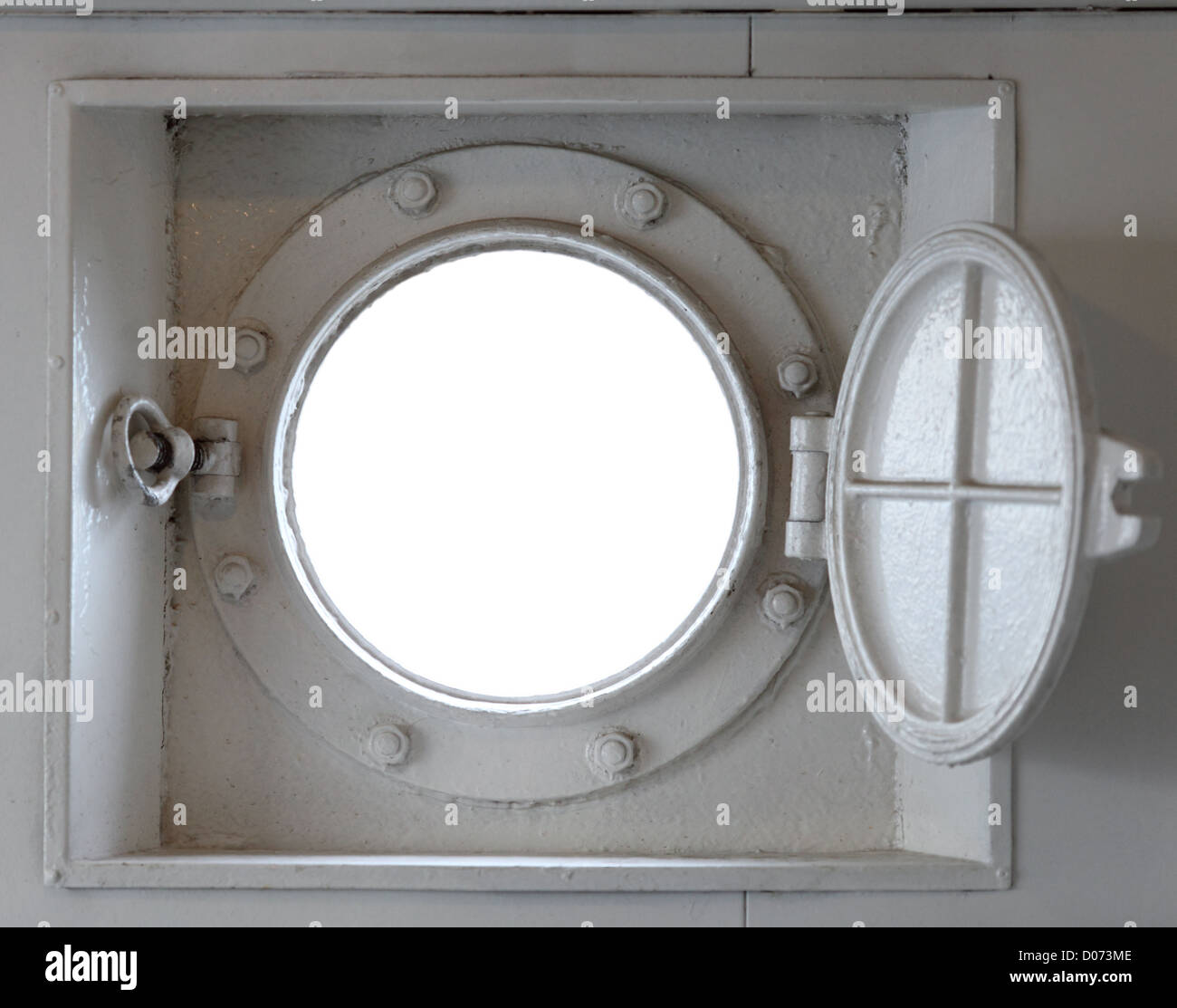 Looking through a ship's port-hole at a blank space that can be filled ...